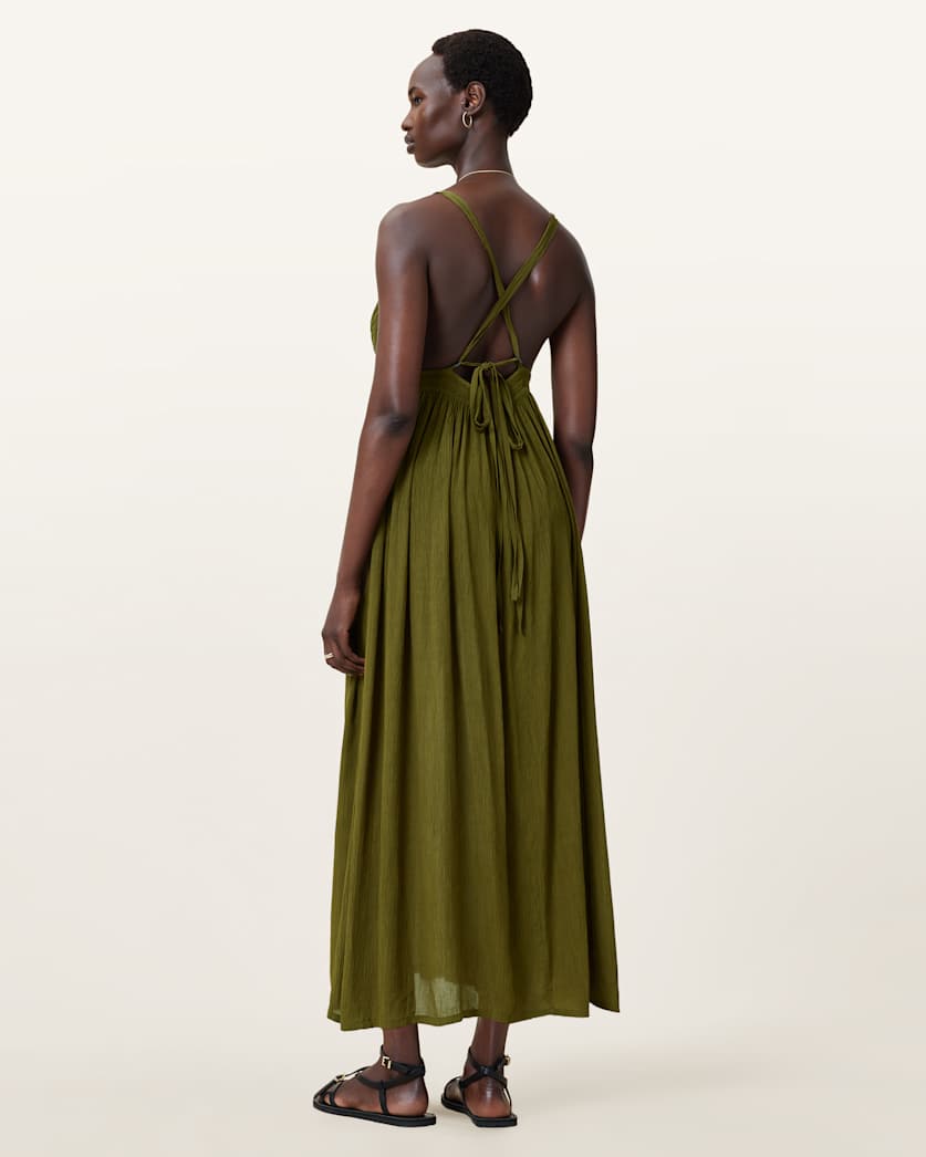 Rosa Hex Maxi Dress FIR GREEN | ALLSAINTS